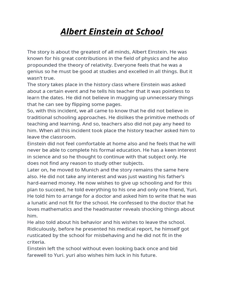 Albert Enistine Class 11 Summary CBSE | PDF