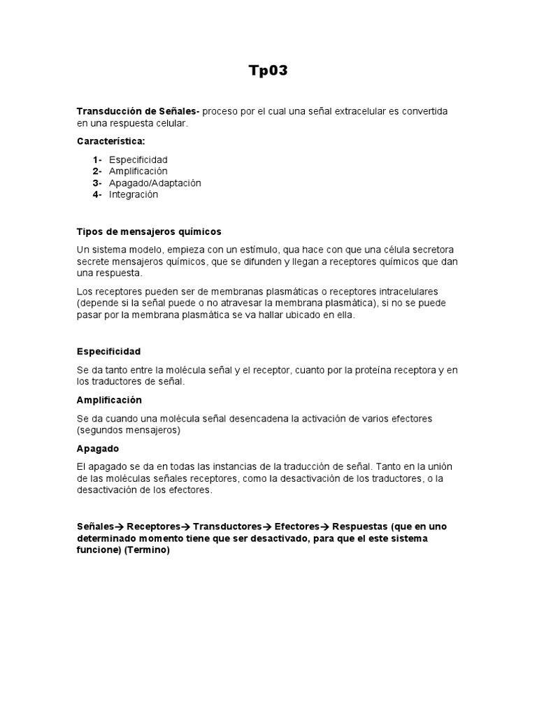 Tp03 de Bioquímica UNLP | PDF | Receptor (Bioquímica) | Quinasa