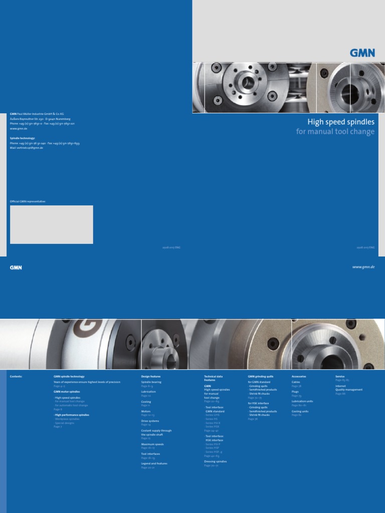 Spindle GMN | PDF | Bearing (Mechanical) | Electric Motor