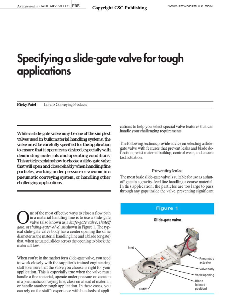 Specifying Slide Gate Valve | PDF | Valve | Actuator