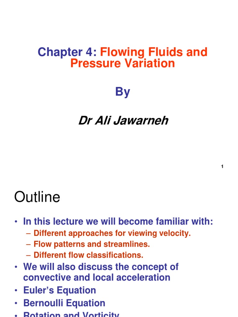 CH 4 Flowing Fluids and Pressure Variation | PDF | Vortices | Fluid Dynamics
