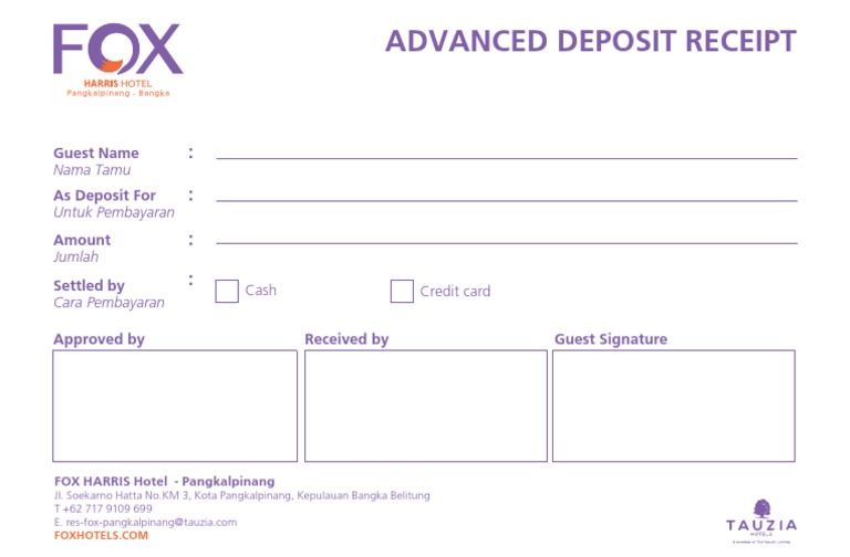 Advance Deposit Receipt | PDF