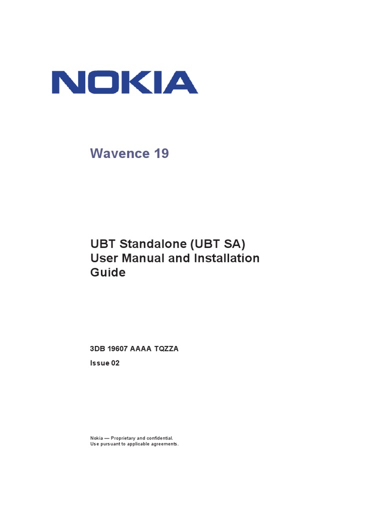 3DB19607AAAATQZZA02 - V1 - Wavence 19 UBT Standalone (UBT SA) User Manual and Installation Guide ...