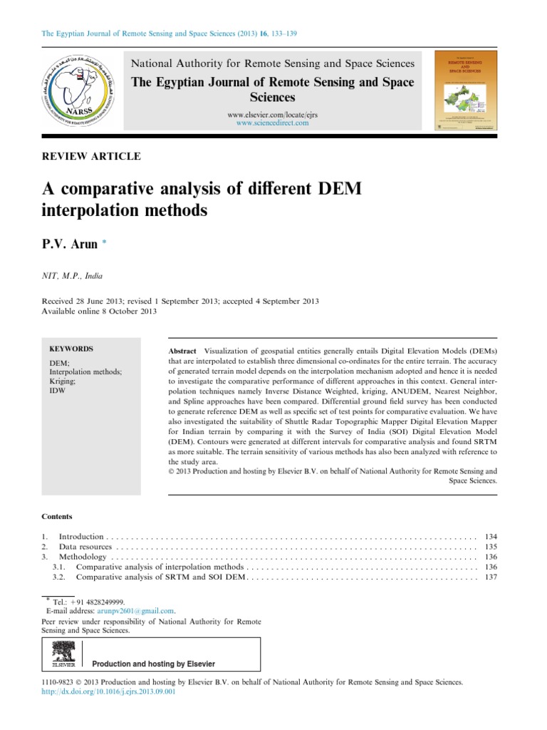 Arun 2013 A Comparative Analysis Of Different Dem Interpolation