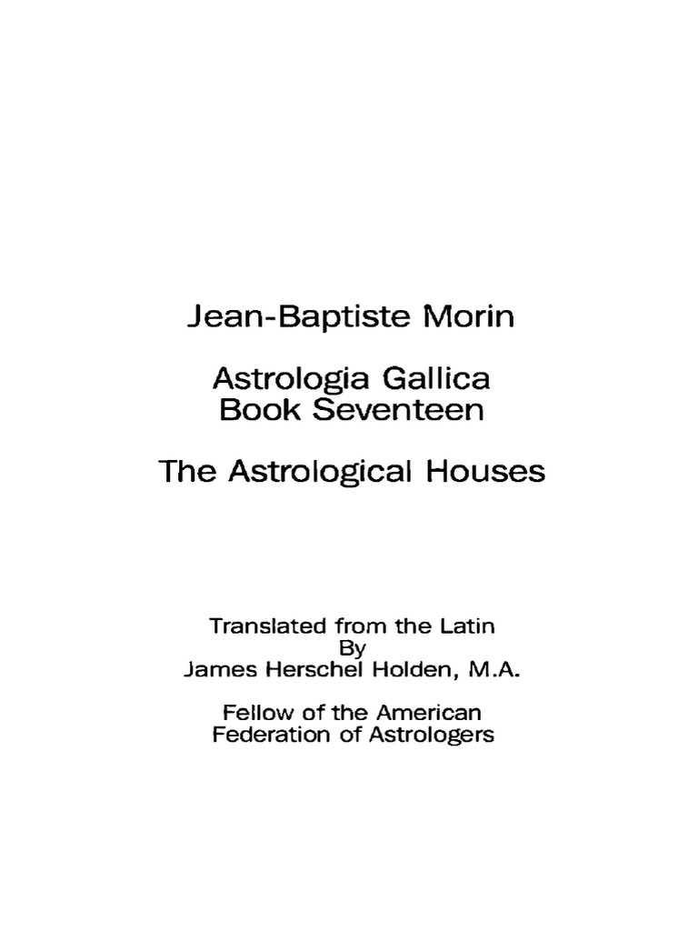 Jean-Baptiste Morin - Astrologia Gallica - Book 17 | PDF | Astrology ...