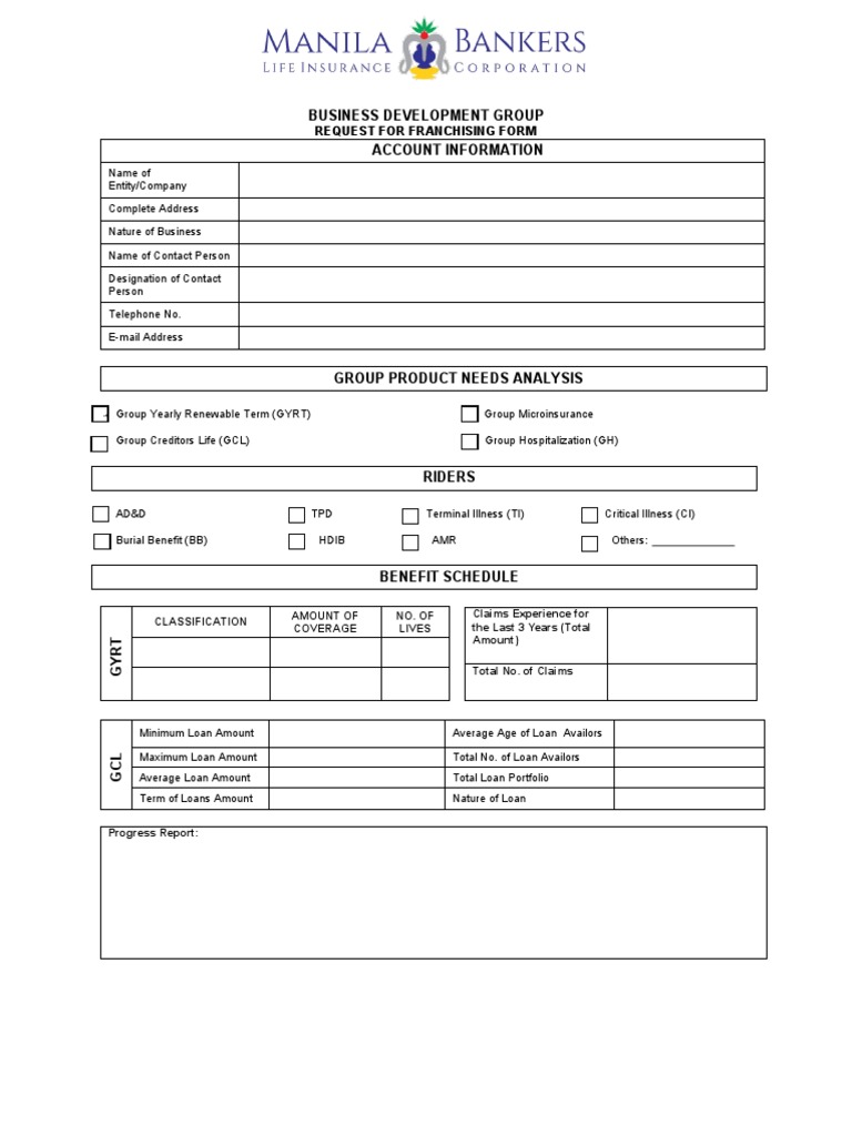 Request For Franchising Form (2020) Final | PDF | Insurance | Business Law