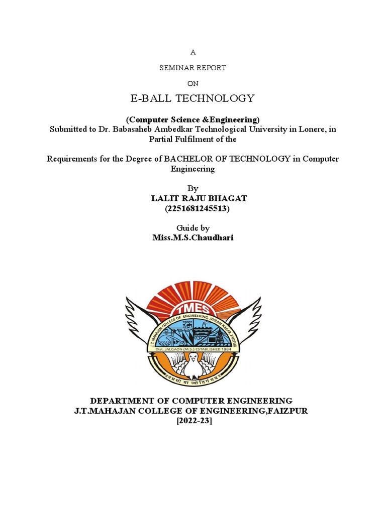 SEMINAR REPORT ON E-Ball Technology | PDF | Personal Computers | Desktop Computer