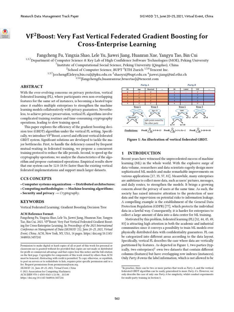 非常快速跨企业垂直联邦梯度增强Very Fast Vertical Federated Gradient Boosting for Cross-Enterprise Learning ...
