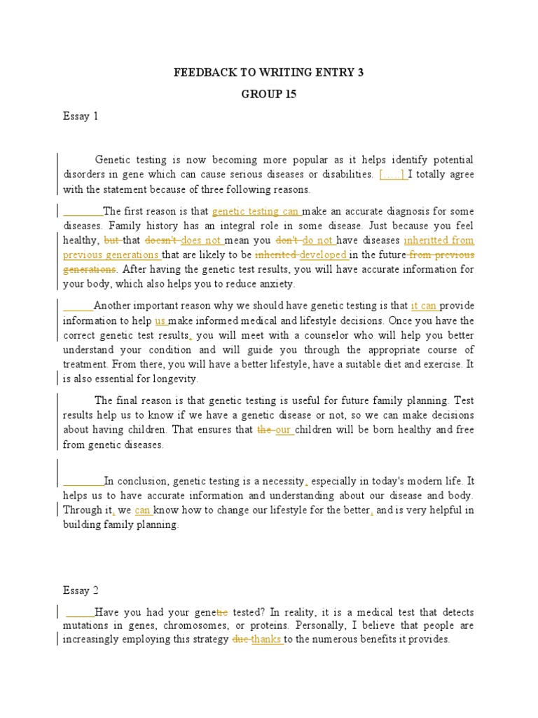 Feedback To Writing Entry 3 - G15 | PDF | Genetic Disorder | Cancer