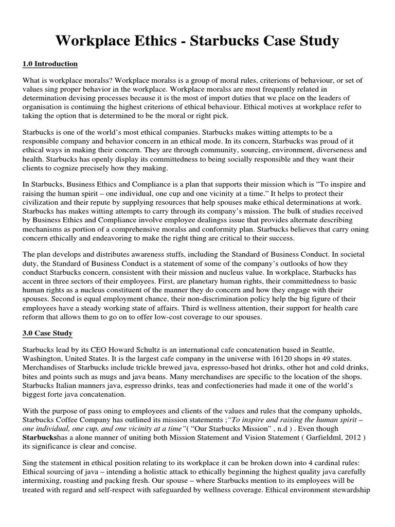 Workplace Ethics - Starbucks Case Study | PDF | Morality | Employment