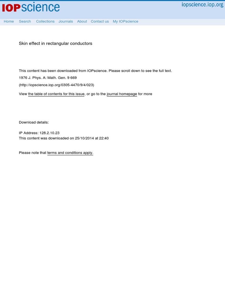 Skin Effect On Rectangular Conductors | PDF | Superconductivity ...