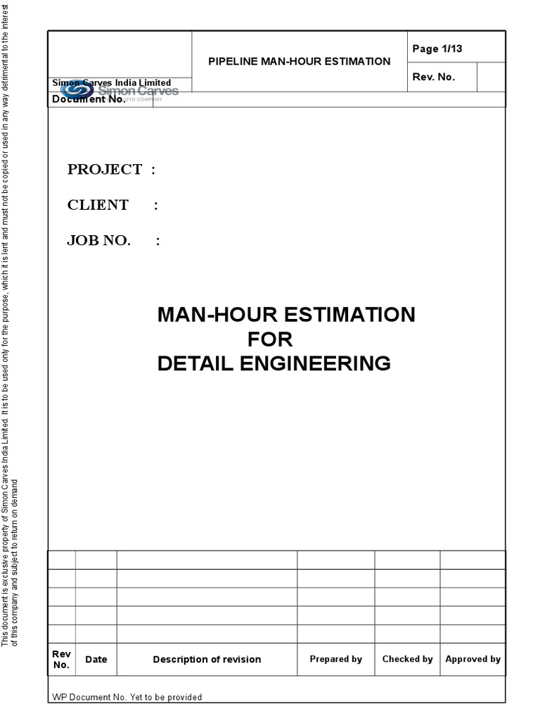Manhour Estimation Sheet | Download Free PDF | Computing
