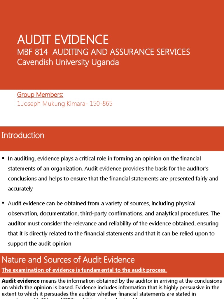 AUDIT EVIDENCE-Joseph Kimara Presentation | PDF | Audit | Financial Audit