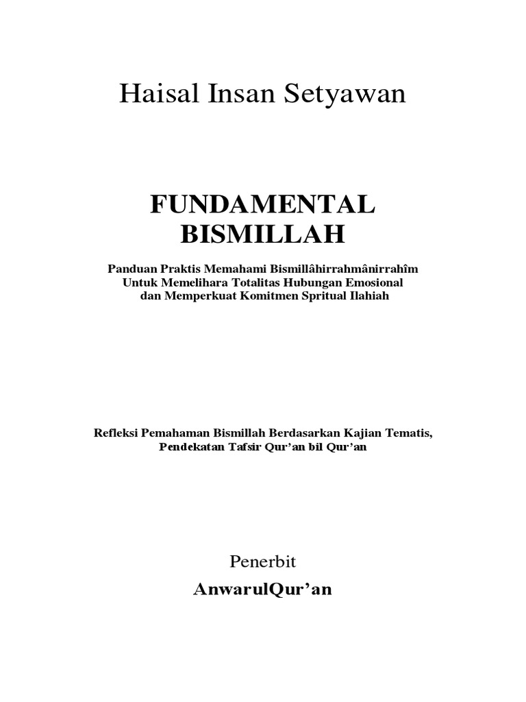Haisal Insan Setyawan: Fundamental Bismillah | PDF | Karier & Perkembangan | Agama & Spiritualitas