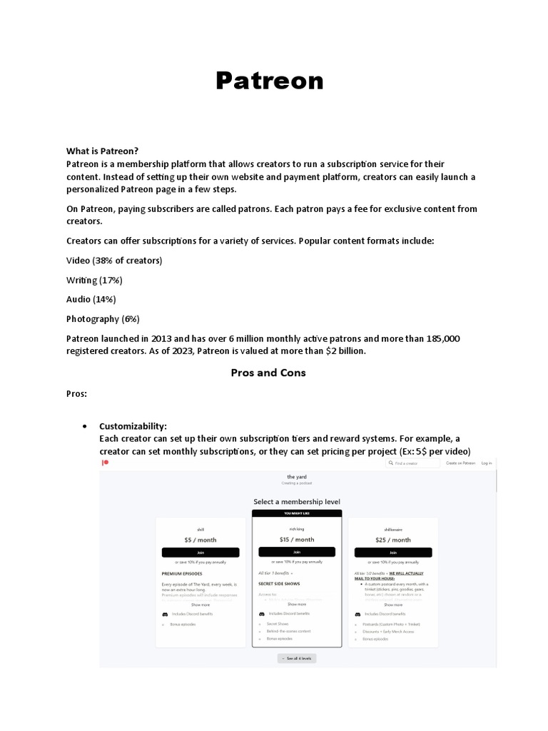 Patreon | PDF | Subscription Business Model | Websites