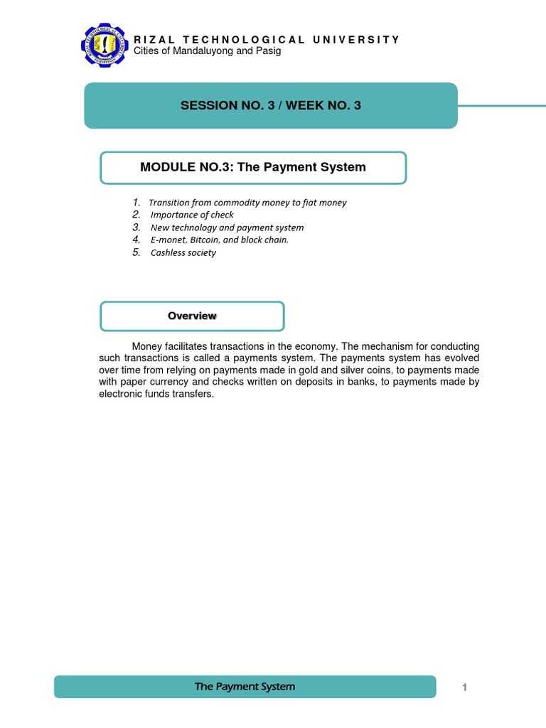 Chapter 3 - The Payment System | PDF | Money | Bitcoin Chapter 3 - The Payment System | PDF | Money | Bitcoin