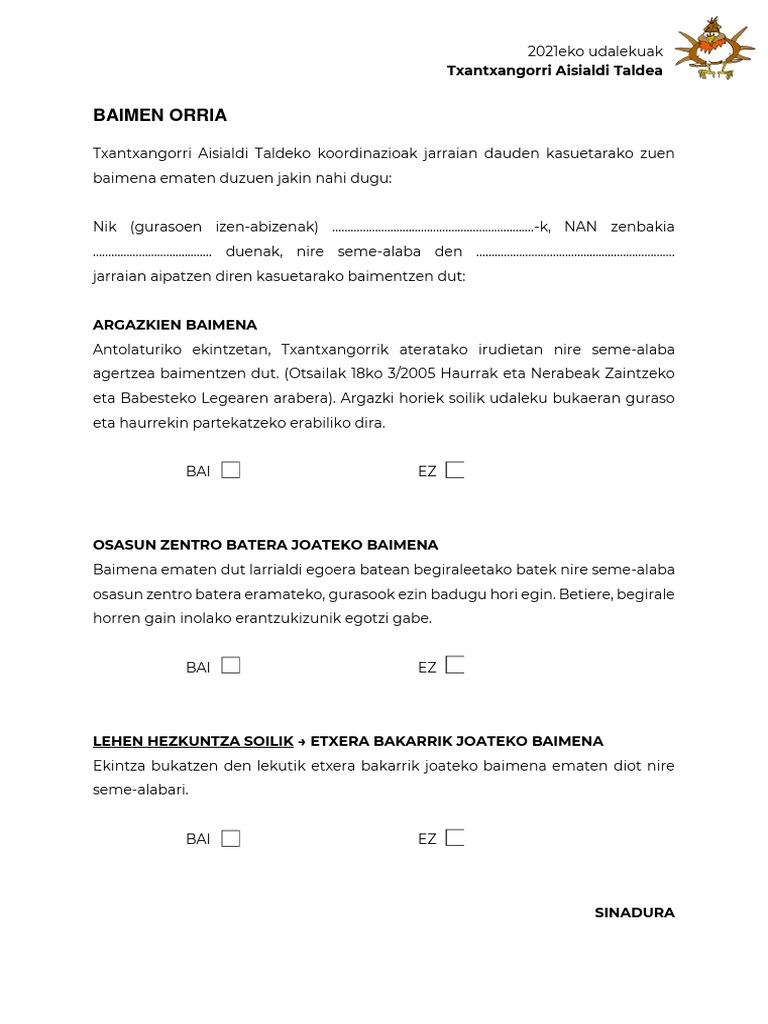 Baimen Orria (Eus - Cas) | PDF