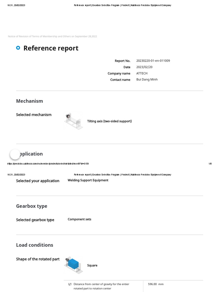 Reference Report - Gearbox Selection Program - Product - Nabtesco ...