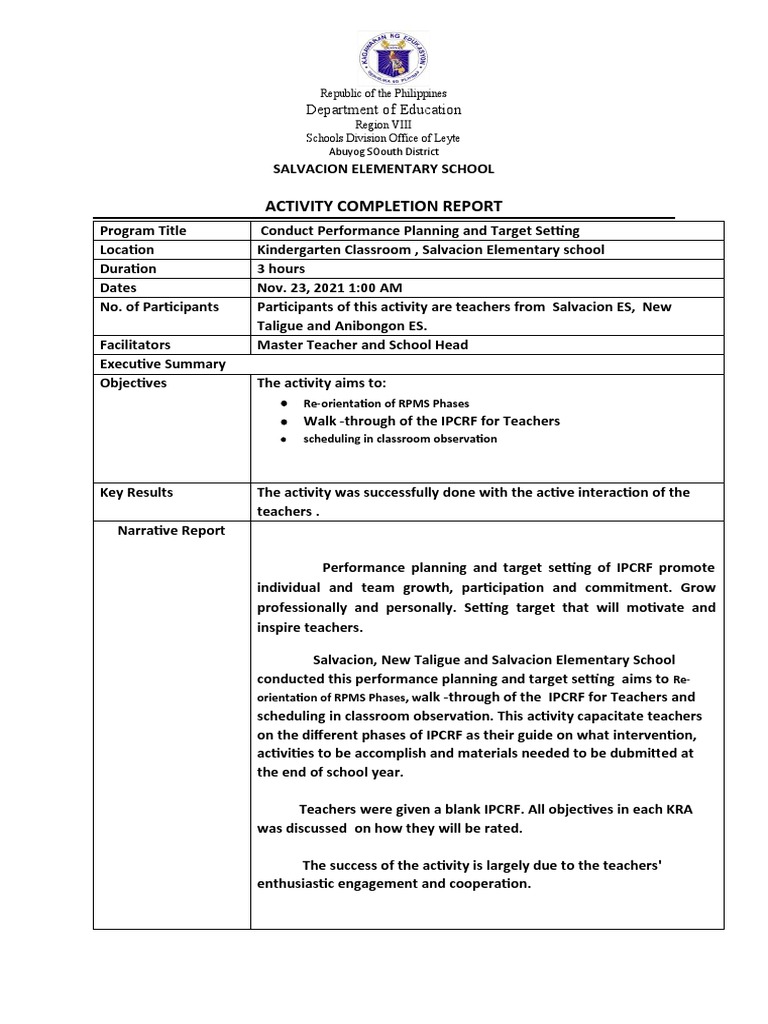 Acr - Per - Planing and Target Setting | PDF | Teachers | Cognition