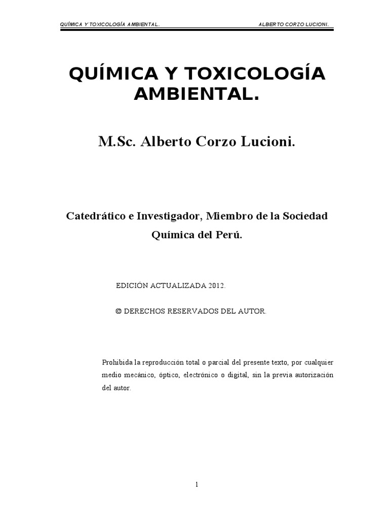Quimica y Toxicologia Ambiental | PDF | Contaminación | Dióxido de azufre