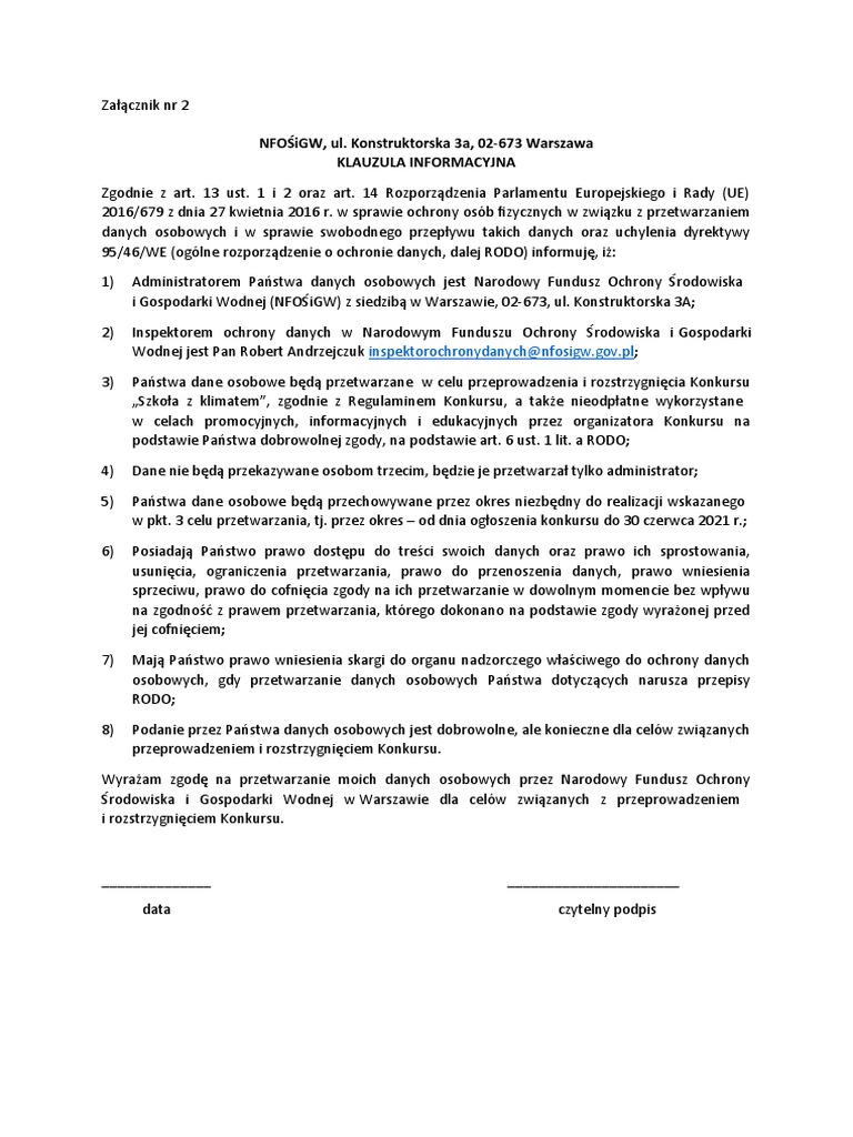 Zalacznik NR 2 Rodo | PDF