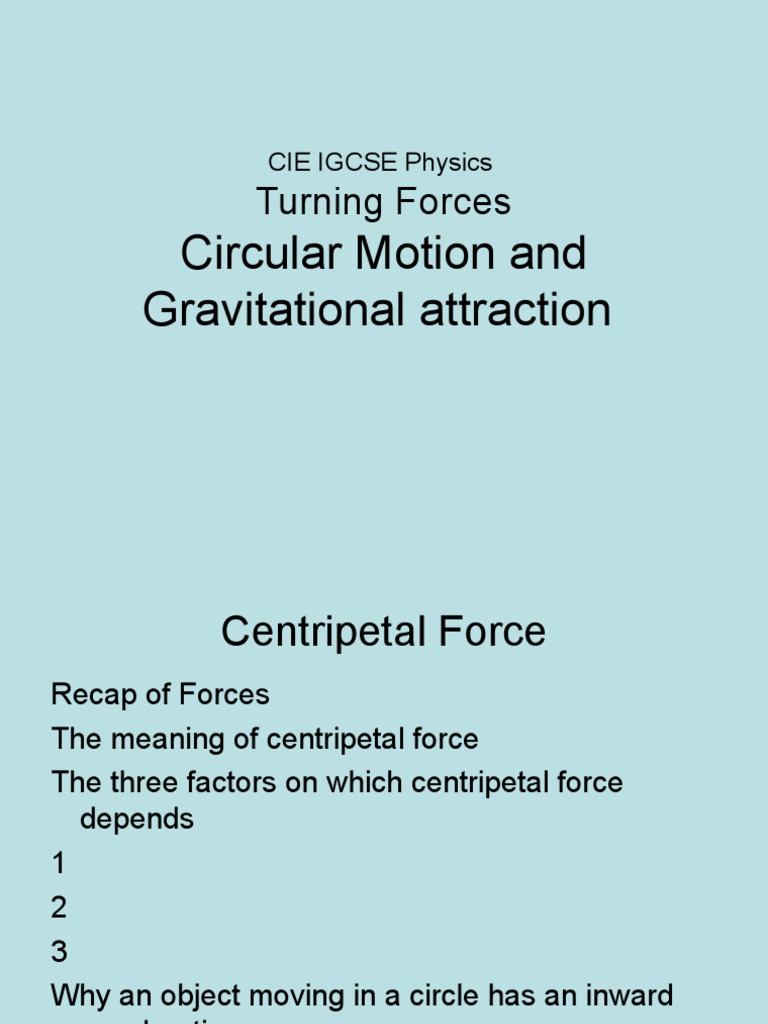 CIE IGCSE Physics Circular Motion and Gravitational Attraction | PDF | Acceleration | Force