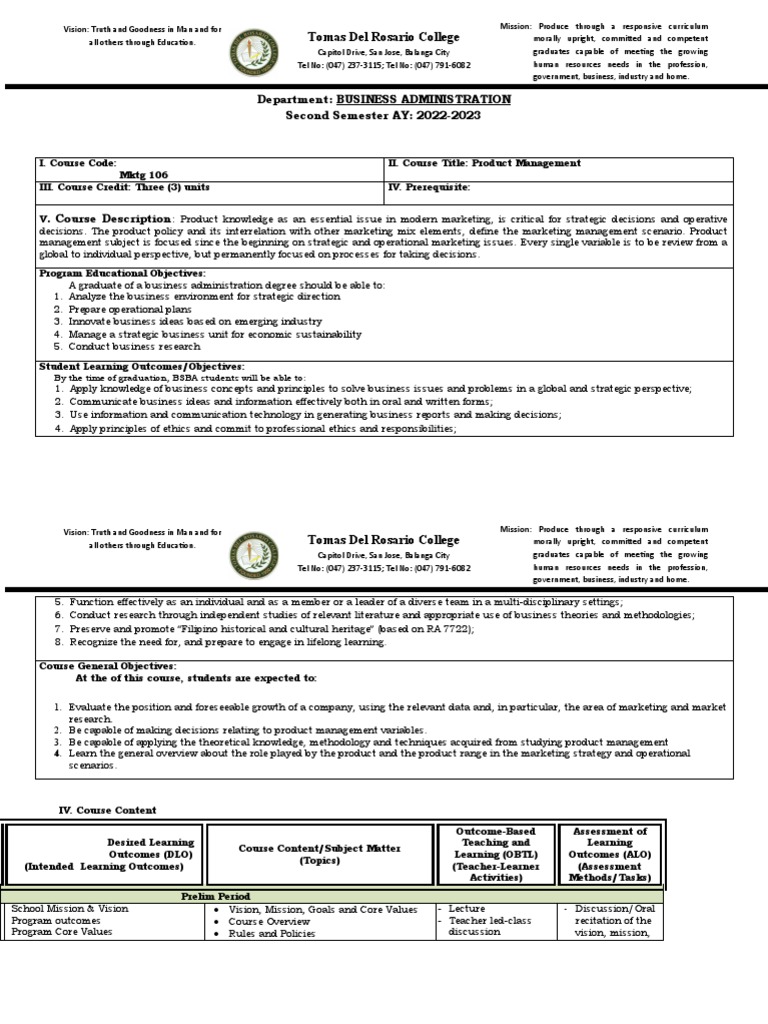 Syllabus Product MGT | PDF | Marketing | Methodology