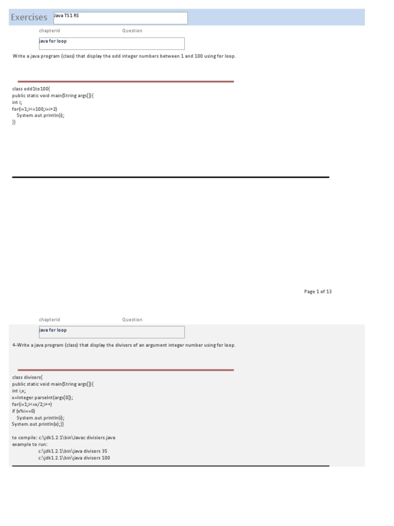 Exercises | Download Free PDF | Integer (Computer Science) | Java (Programming Language)