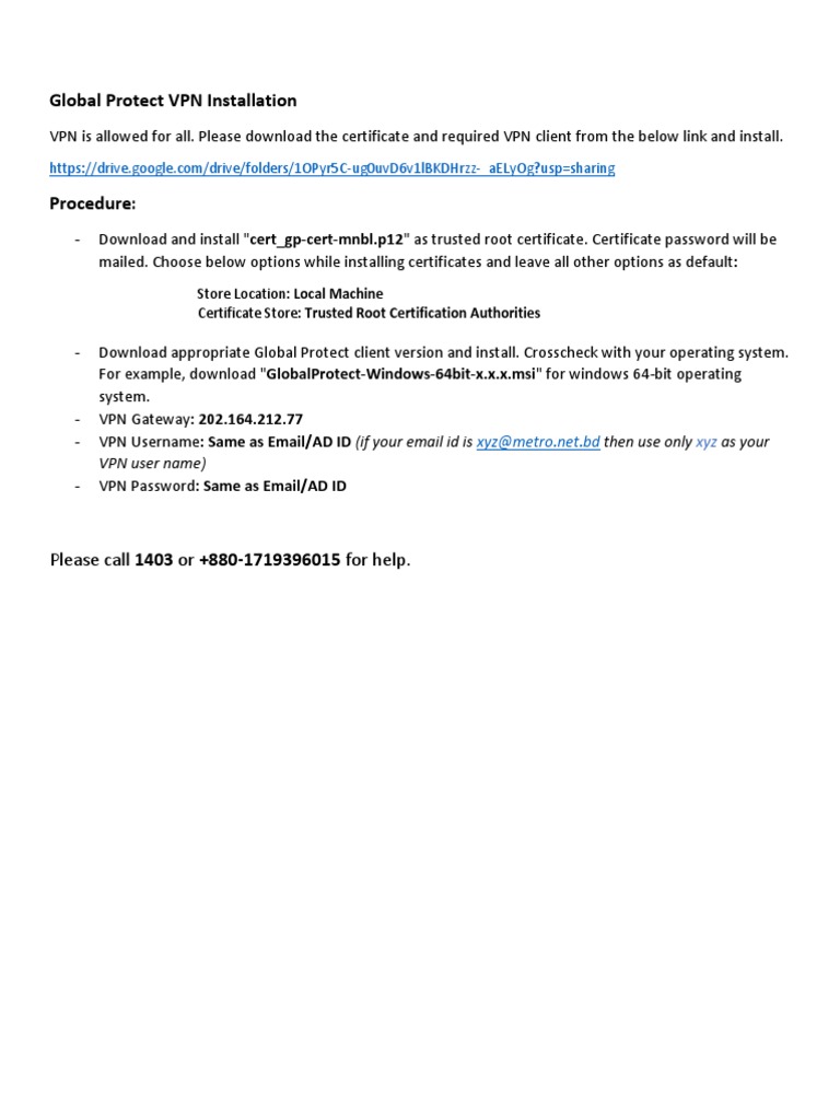VPN Installation Procedure and Info | PDF
