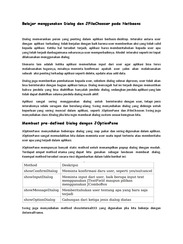 Dialog & JFileChooser di Netbeans | PDF | Teknologi & Rekayasa
