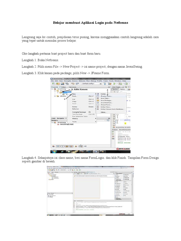 Belajar Membuat Aplikasi Login Pada Netbeans | PDF