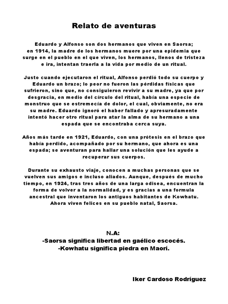 Relato de Aventuras | PDF