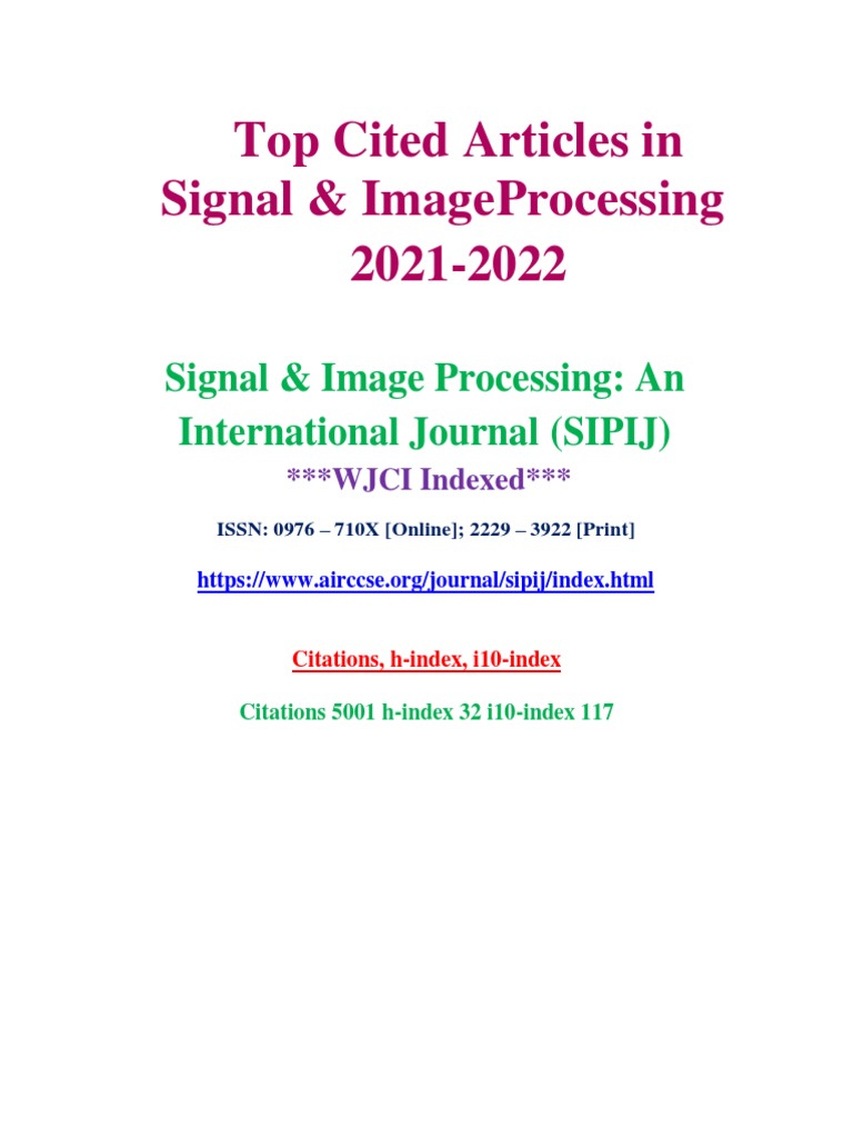Top Cited Articles in Signal & Image Processing 2021-2022 | PDF | Support Vector Machine ...