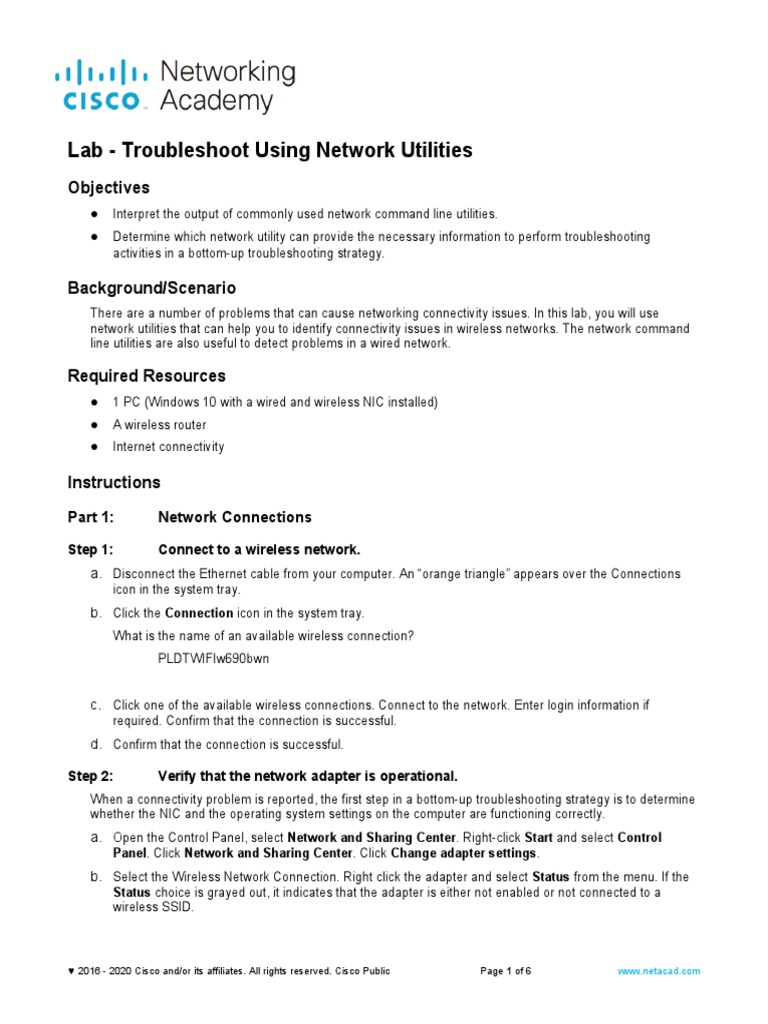 Joshua Castromayor - 20.3.12 Lab - Troubleshoot Using Network Utilities | PDF | Ip Address ...