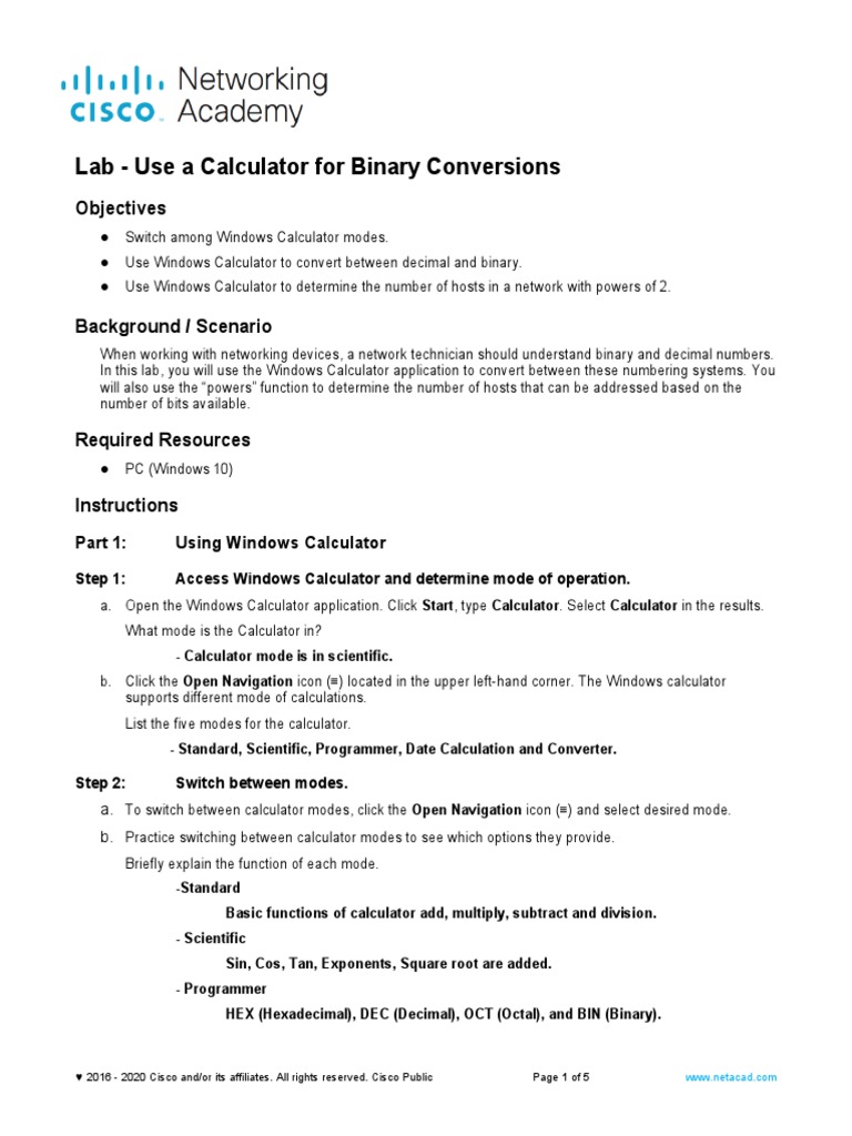 Joshua Castromayor-8.2.7-Lab-Use-a-Calculator-for-Binary-Conversions ...