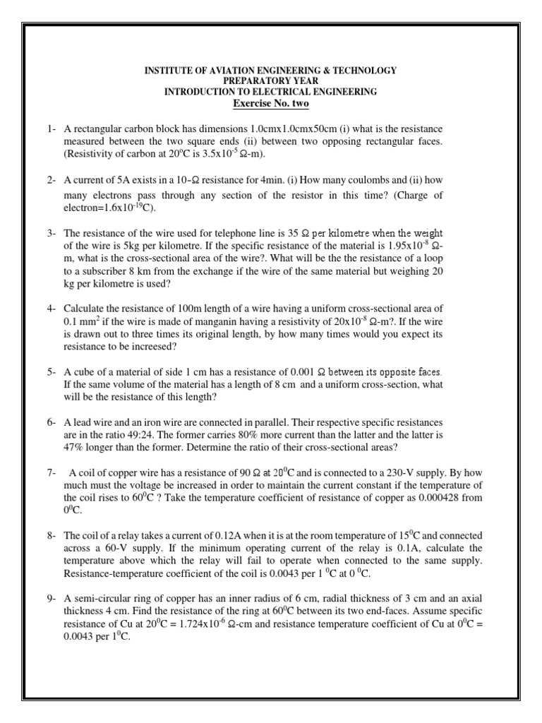 Sheet 2 | PDF | Electrical Resistance And Conductance | Electrical Resistivity And Conductivity