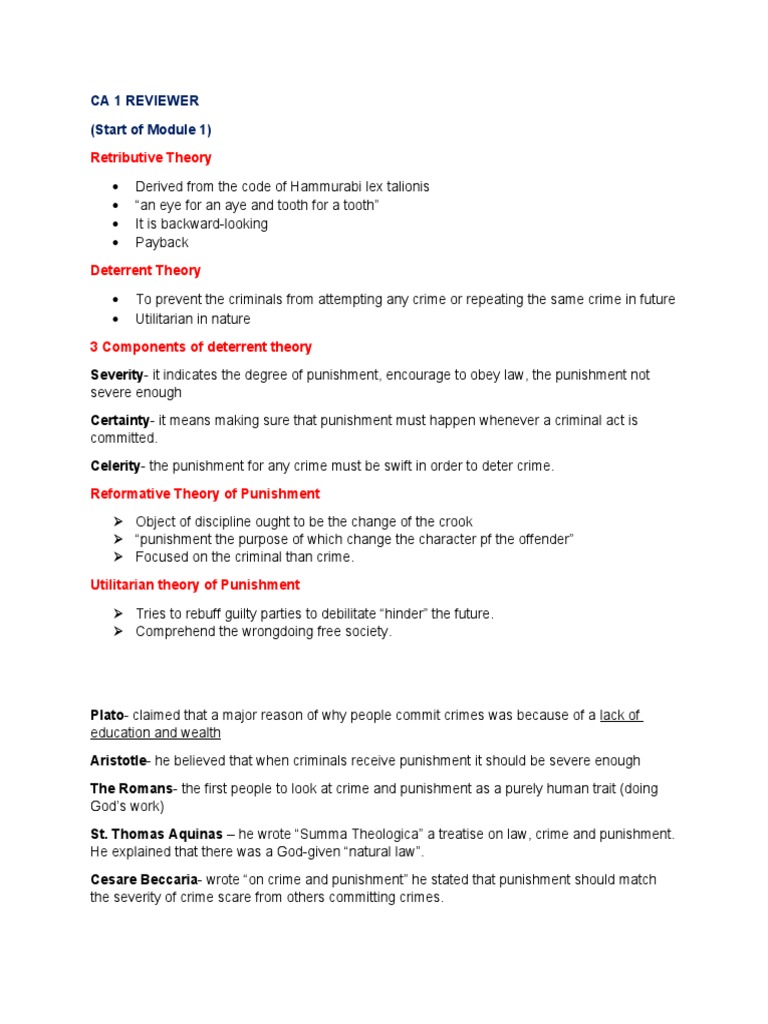 Ca1 Reviewer | PDF | Prison | Punishments