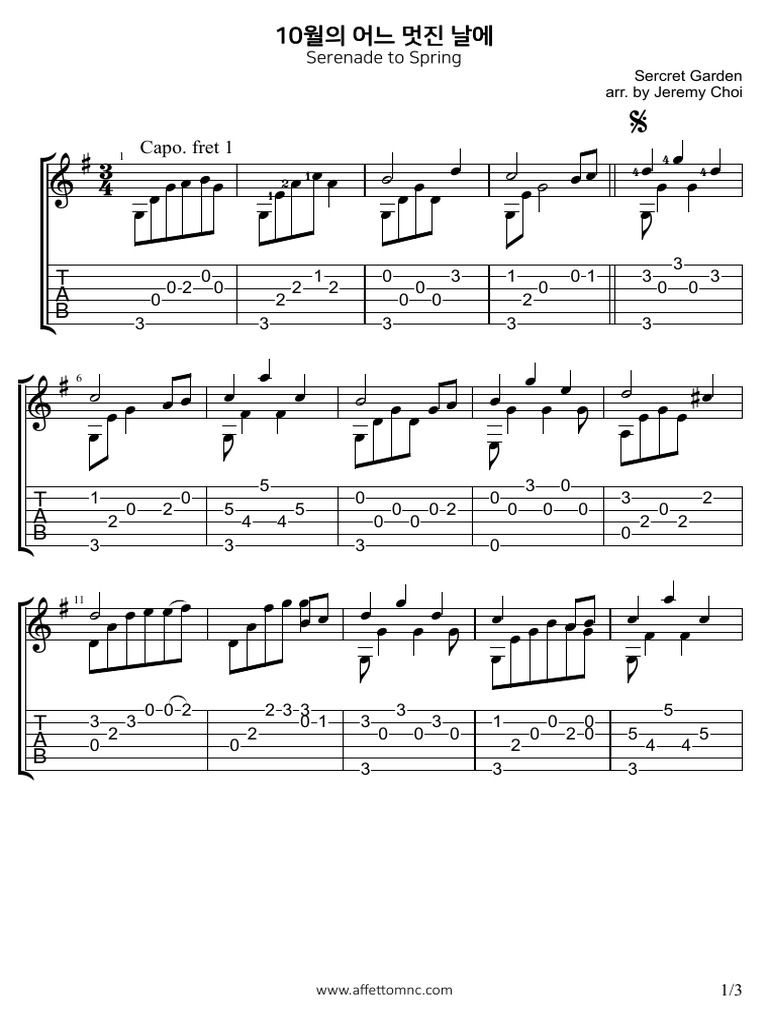 A Musical Arrangement of Serenade to Spring from Secret Garden | PDF ...