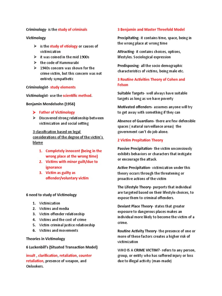 An Overview of Key Concepts and Theories in Victimology | PDF ...