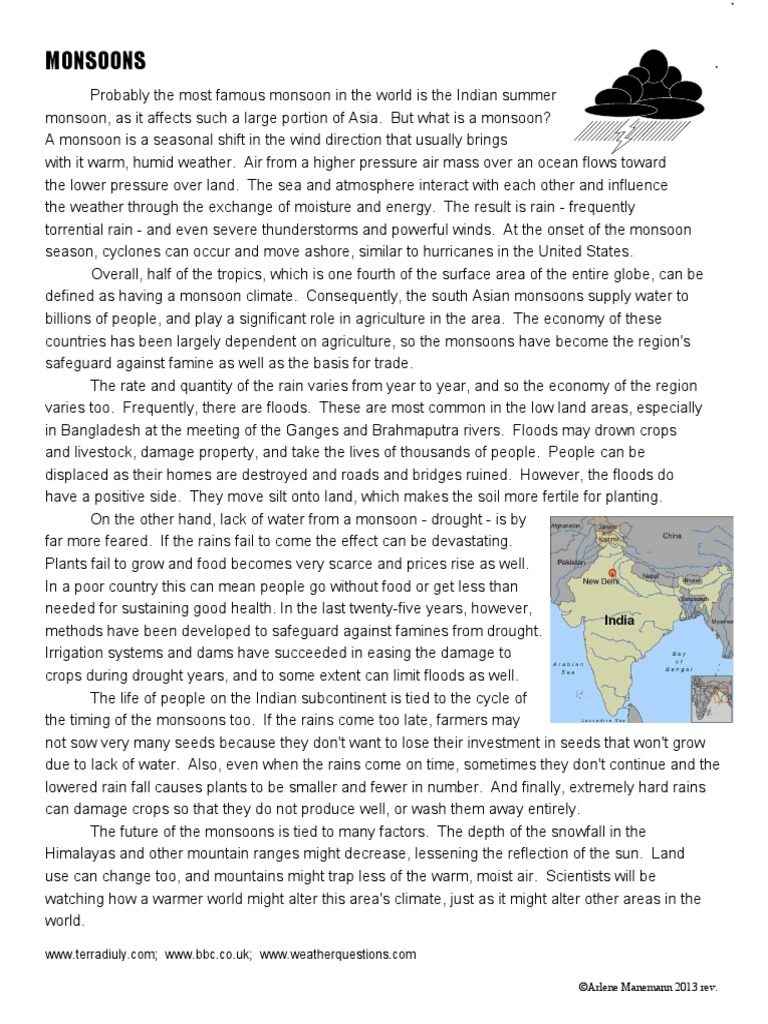 Jana Saad - Monsoon Reading Activity | PDF | Monsoon | Tropical Cyclones