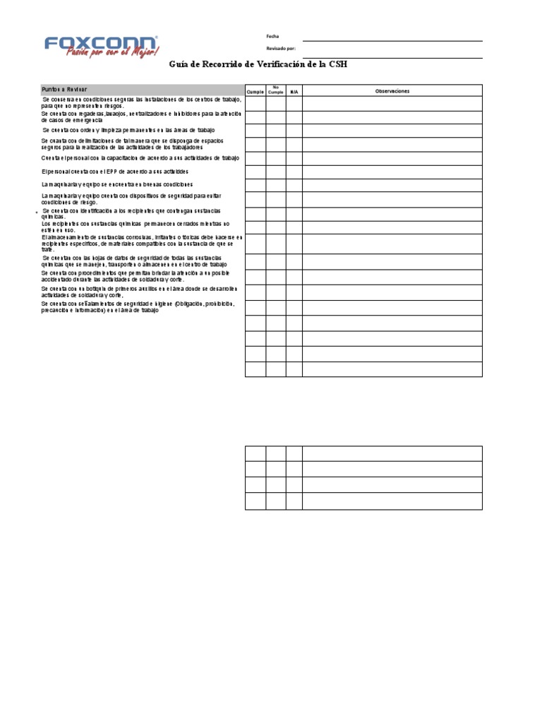 Guia de Recorrido de Verificacion 'Exterior' | PDF