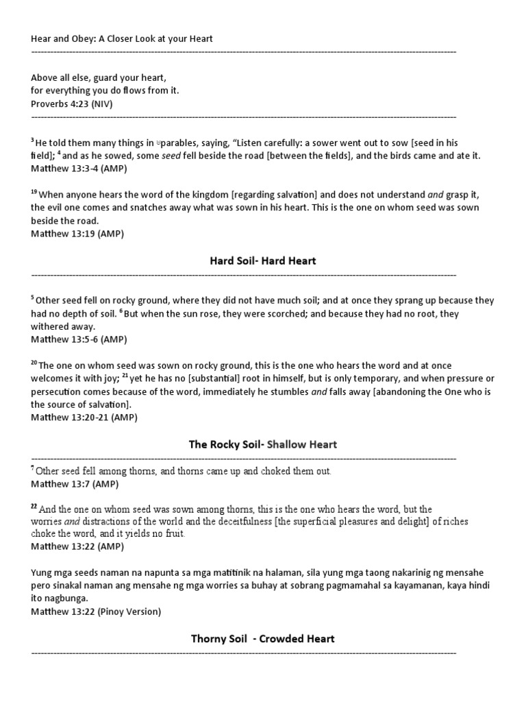 For Power Point Hear and Obey | PDF | Sowing