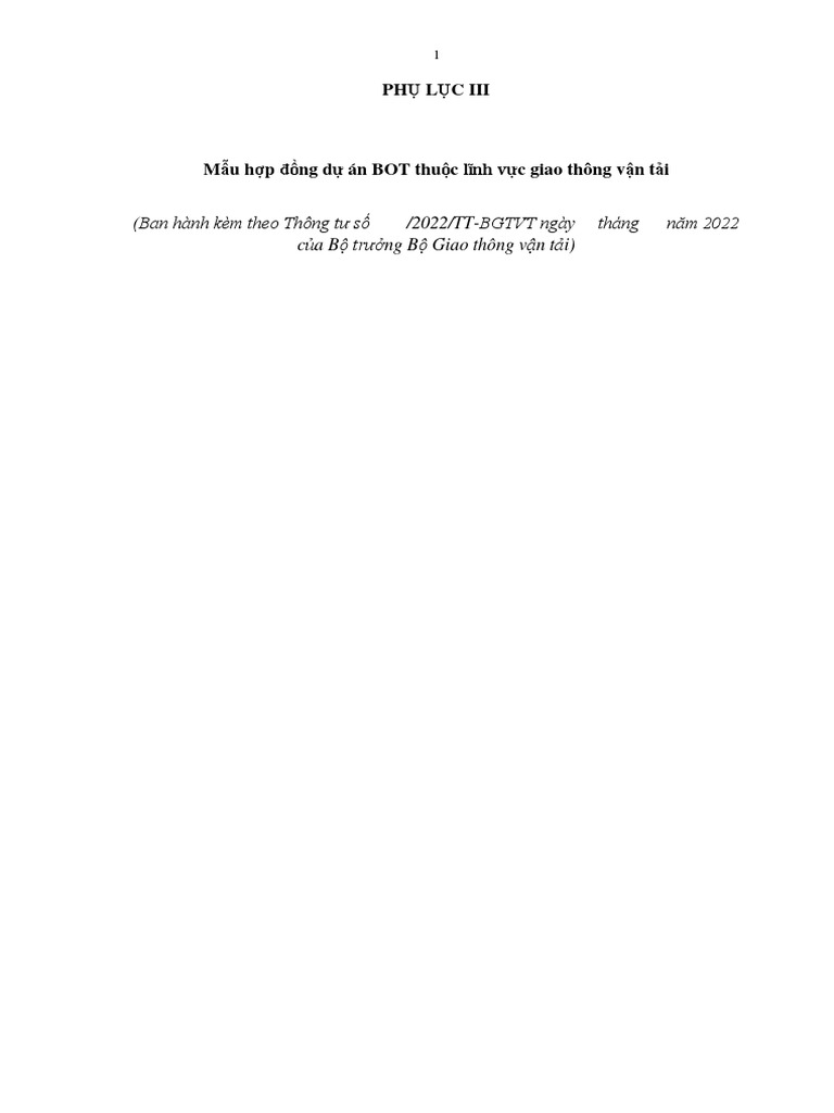 Draft Standard Build-Operate-Transfer (BOT) contract-MoT | PDF