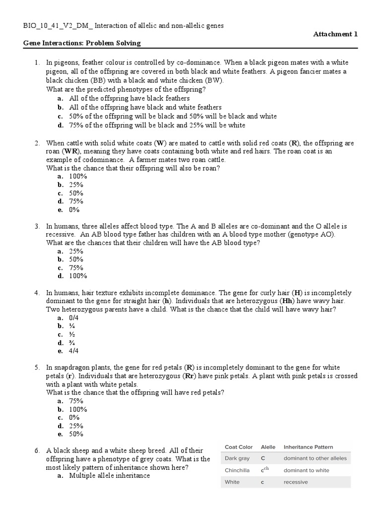 Allelic vs Non-allelic Gene Interactions | PDF | Dominance (Genetics ...