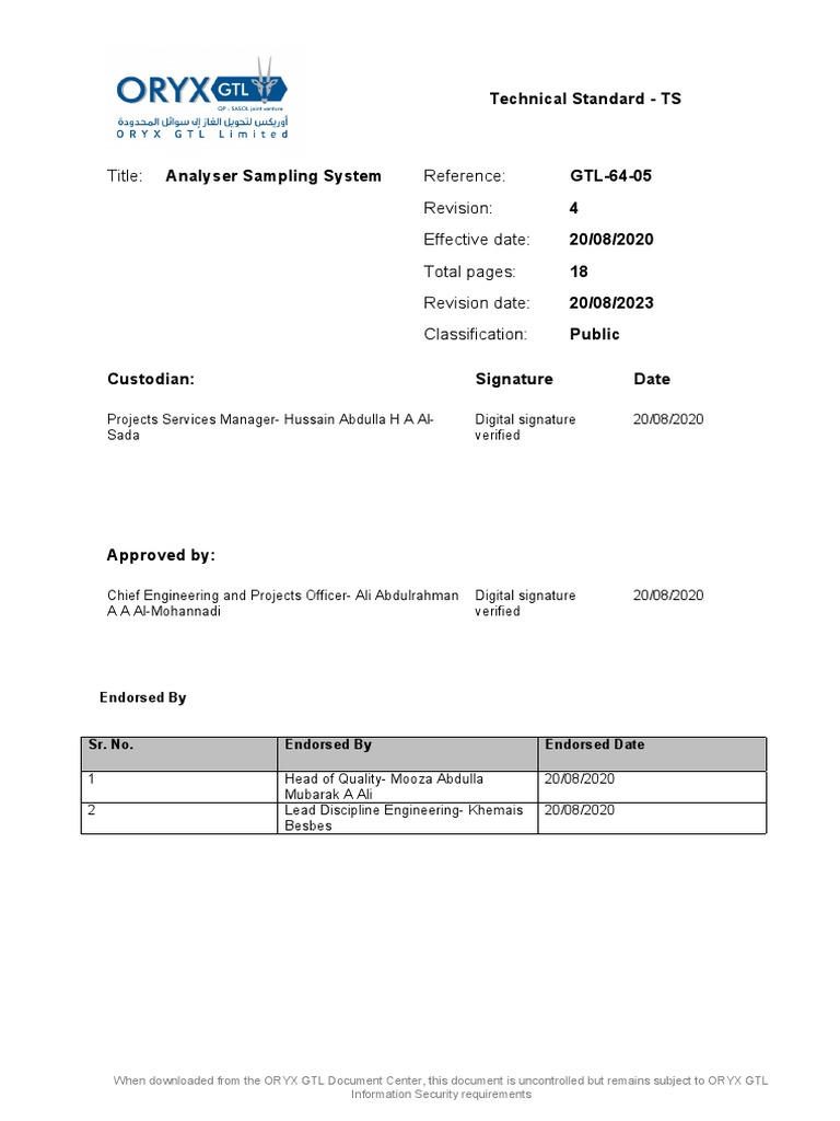 Analyser Sampling System | PDF | Pipe (Fluid Conveyance) | Valve