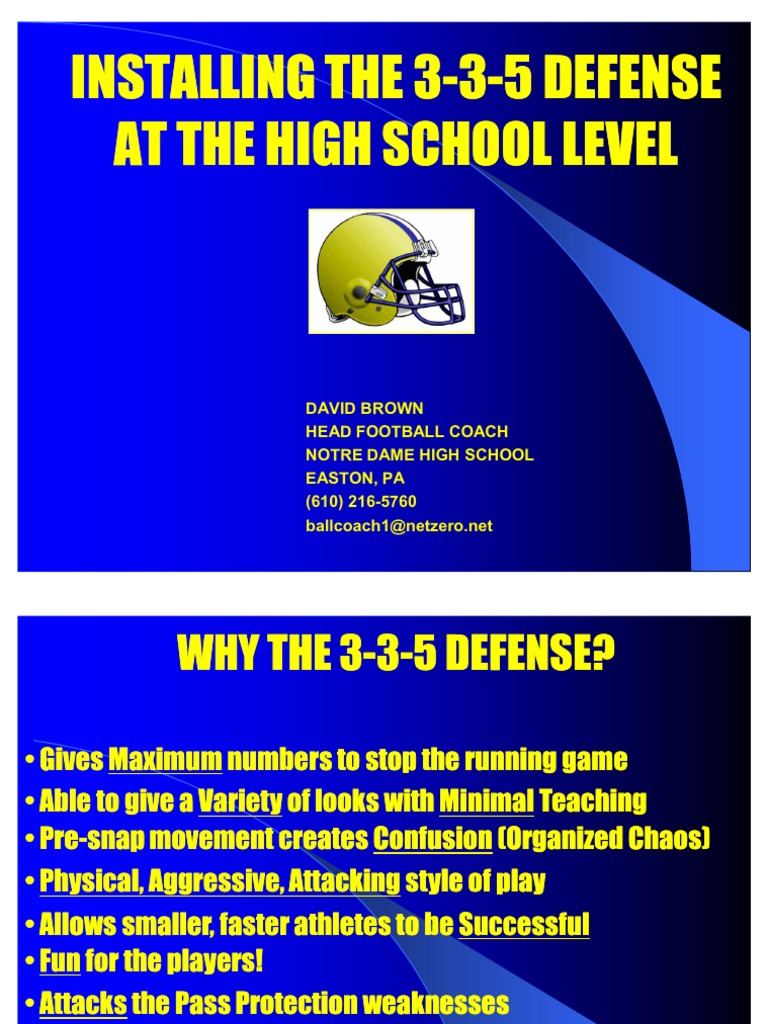 Installing The 3-3-5 Defense at The High School | PDF | American ...