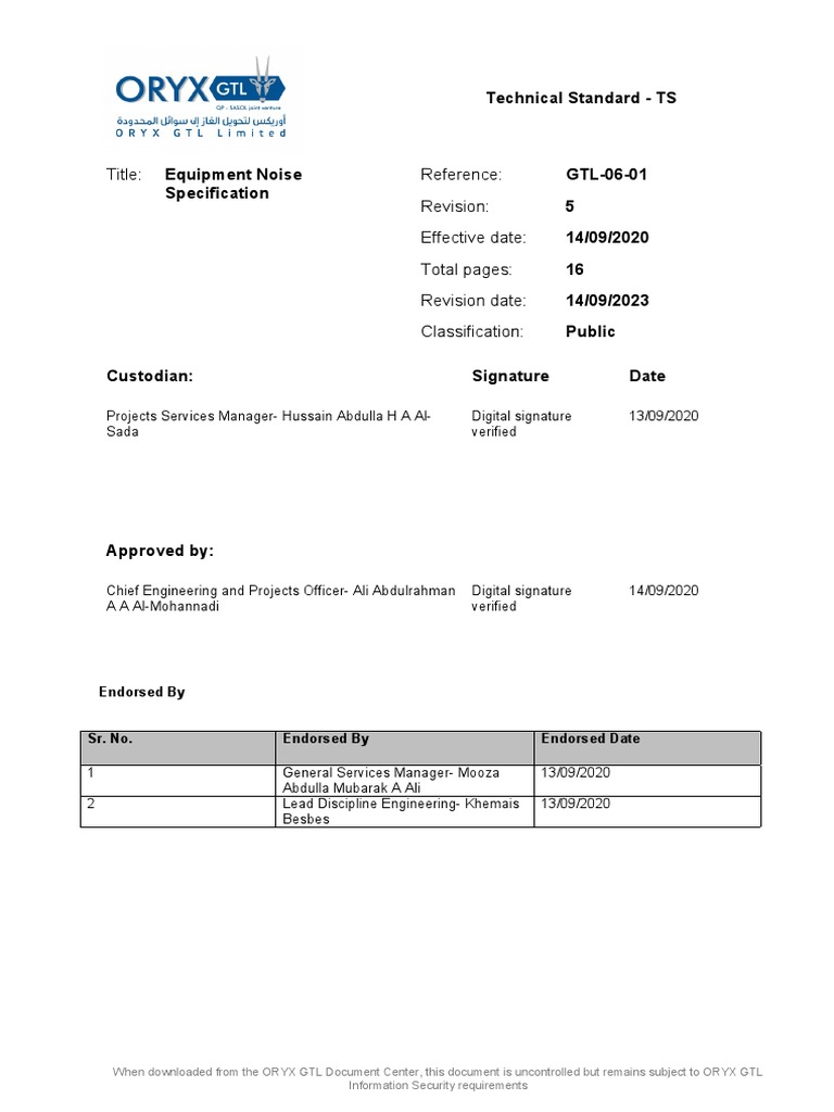 Equipment Noise Specification Pdf Noise Specification Technical Standard