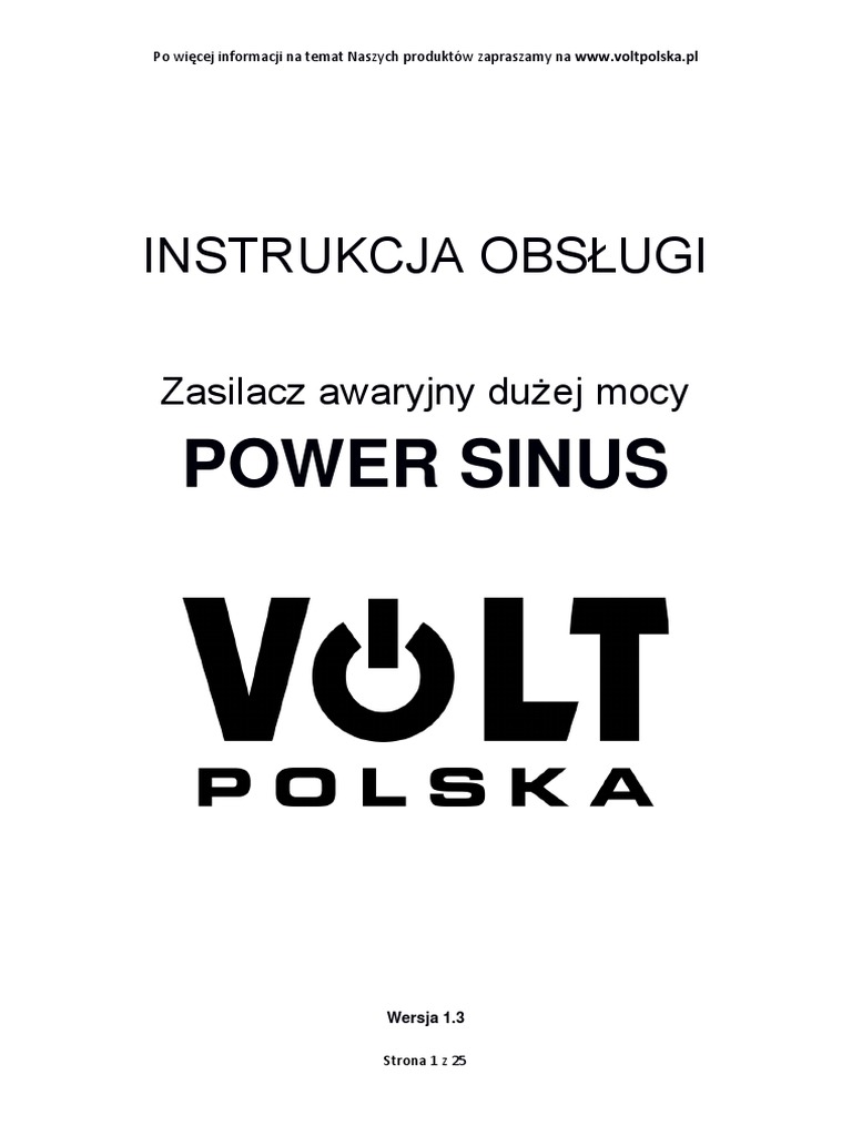 Instrukcja - Zasilacz - Awaryjny - Power - Sinus - 1000-10 000 | PDF