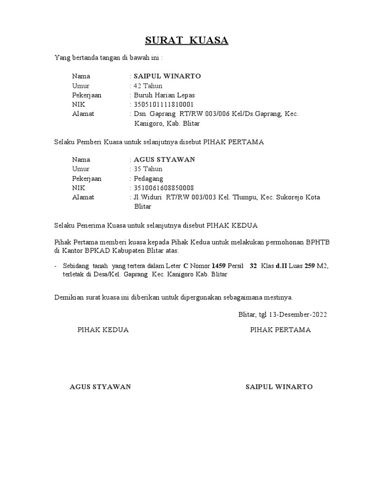 Surat Kuasa BPHTB | PDF