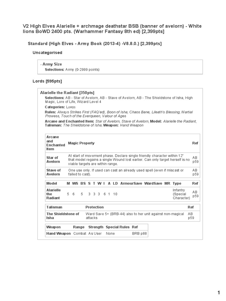 V2 High Elves Alarielle + Archmage Deathstar BSB (Banner of Avelorn ...